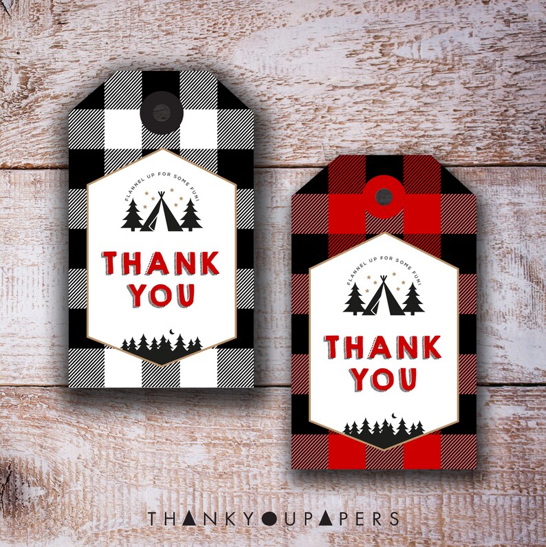 Lumberjack Camp Holiday Thank You Tag Gift Tag Party Favor - Etsy