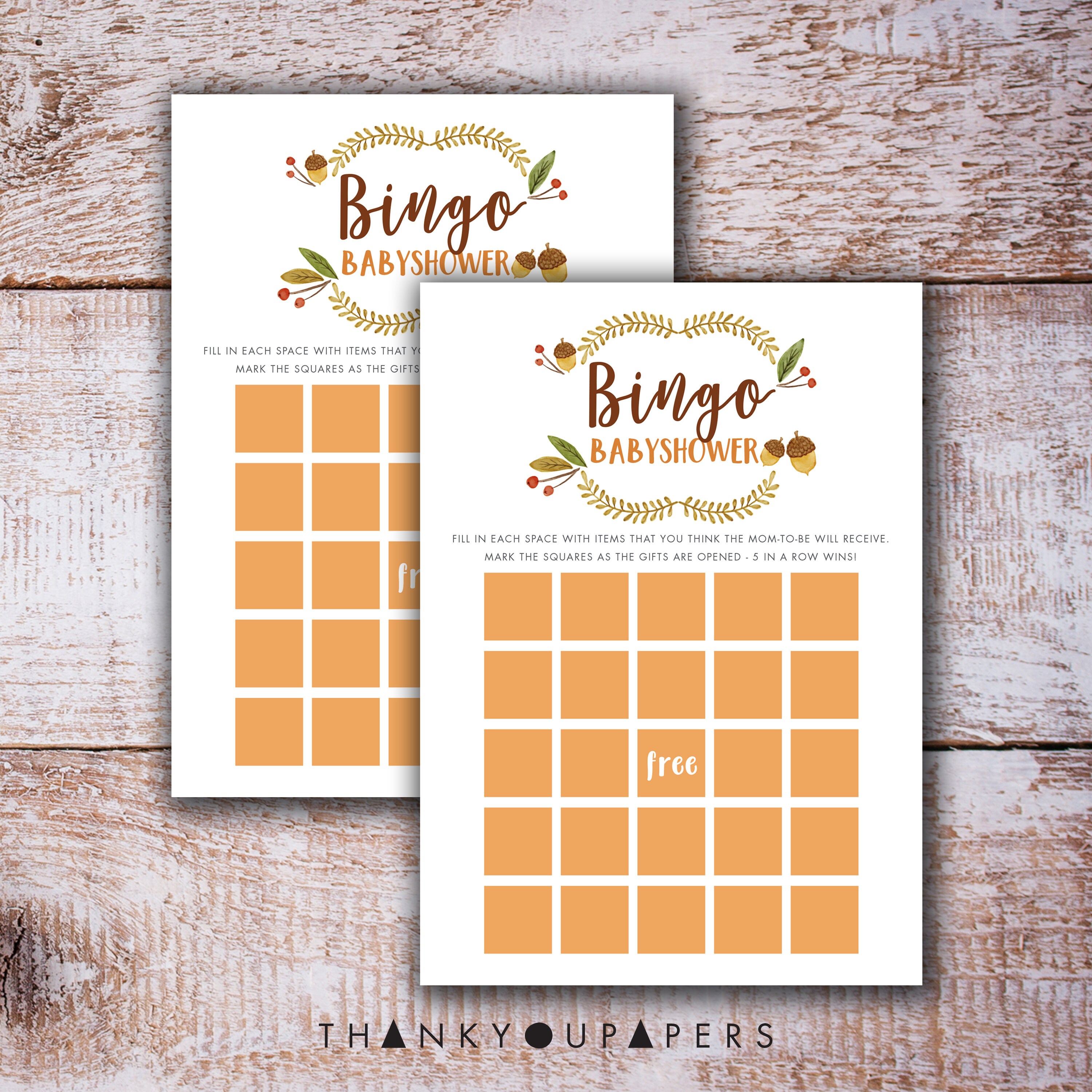 Baby Shower Game Fall Wreath Baby Shower Bingo Game Watercolor | Etsy