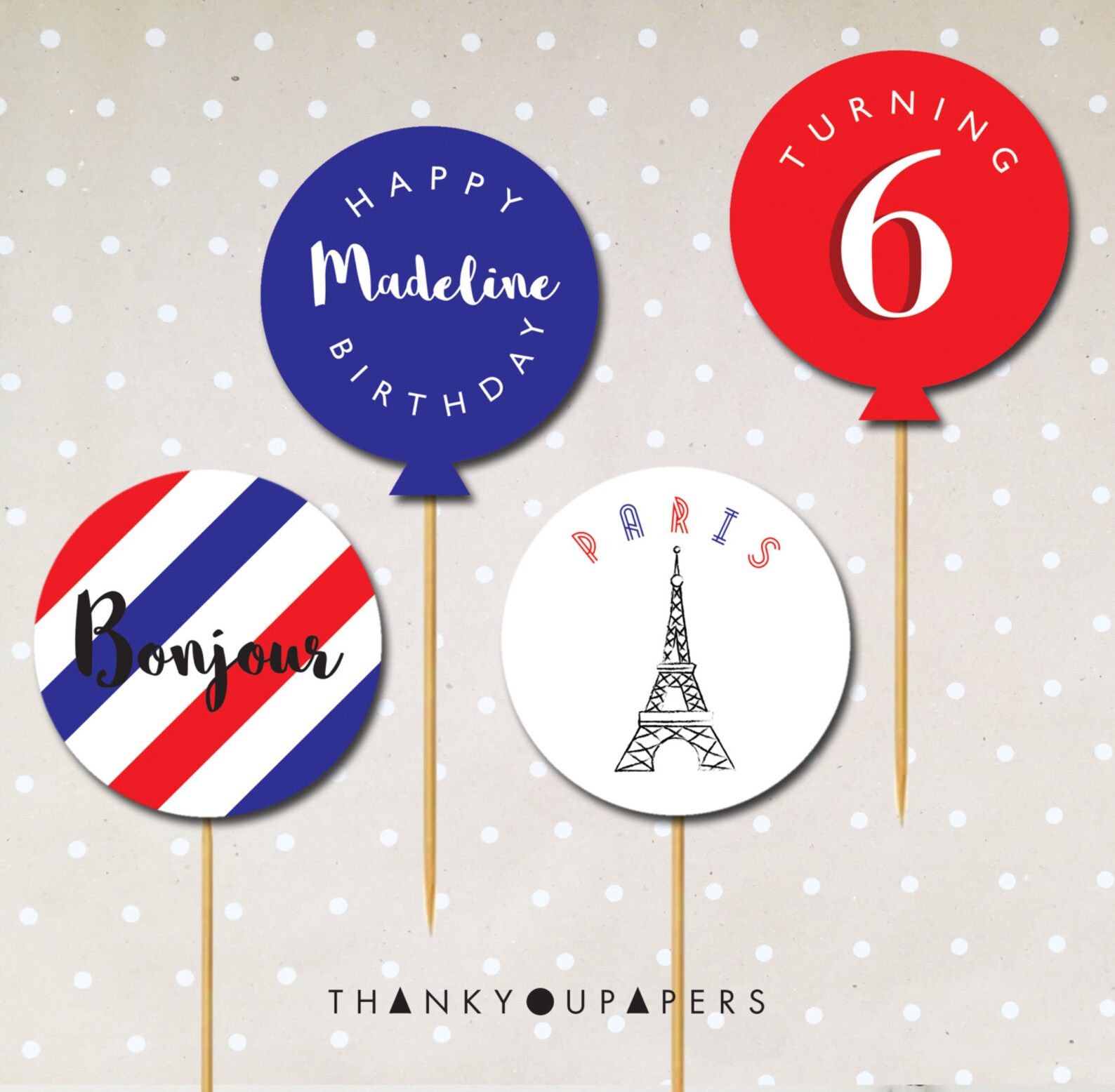 Paris Theme Party Cupcake Topper. Parisian. Eiffle Tower. DIY ...