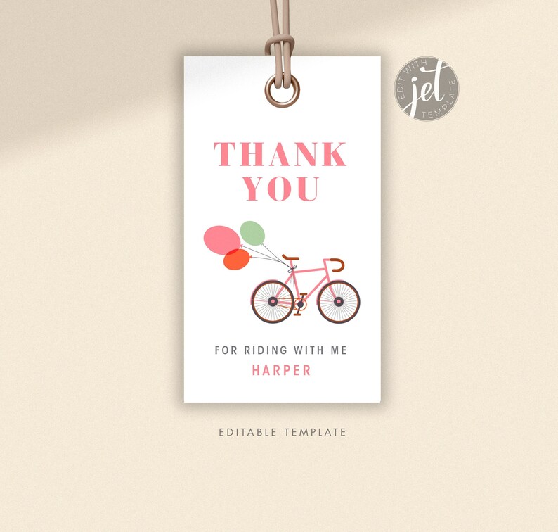 Bicycle Bike Party Favor Tags Thank You Tags Stripes Thank You Tags Sky ...