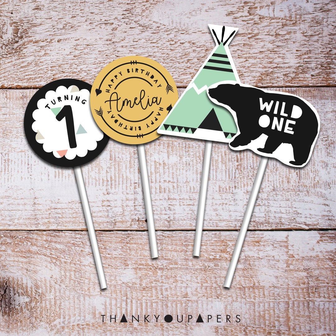Wild One Cupcake Toppers or Bunting Printable Wild Party, First ...