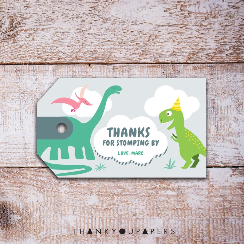 Dinosaur Party Gift Favor Thank You Tags Birthday Tag First Birthday ...