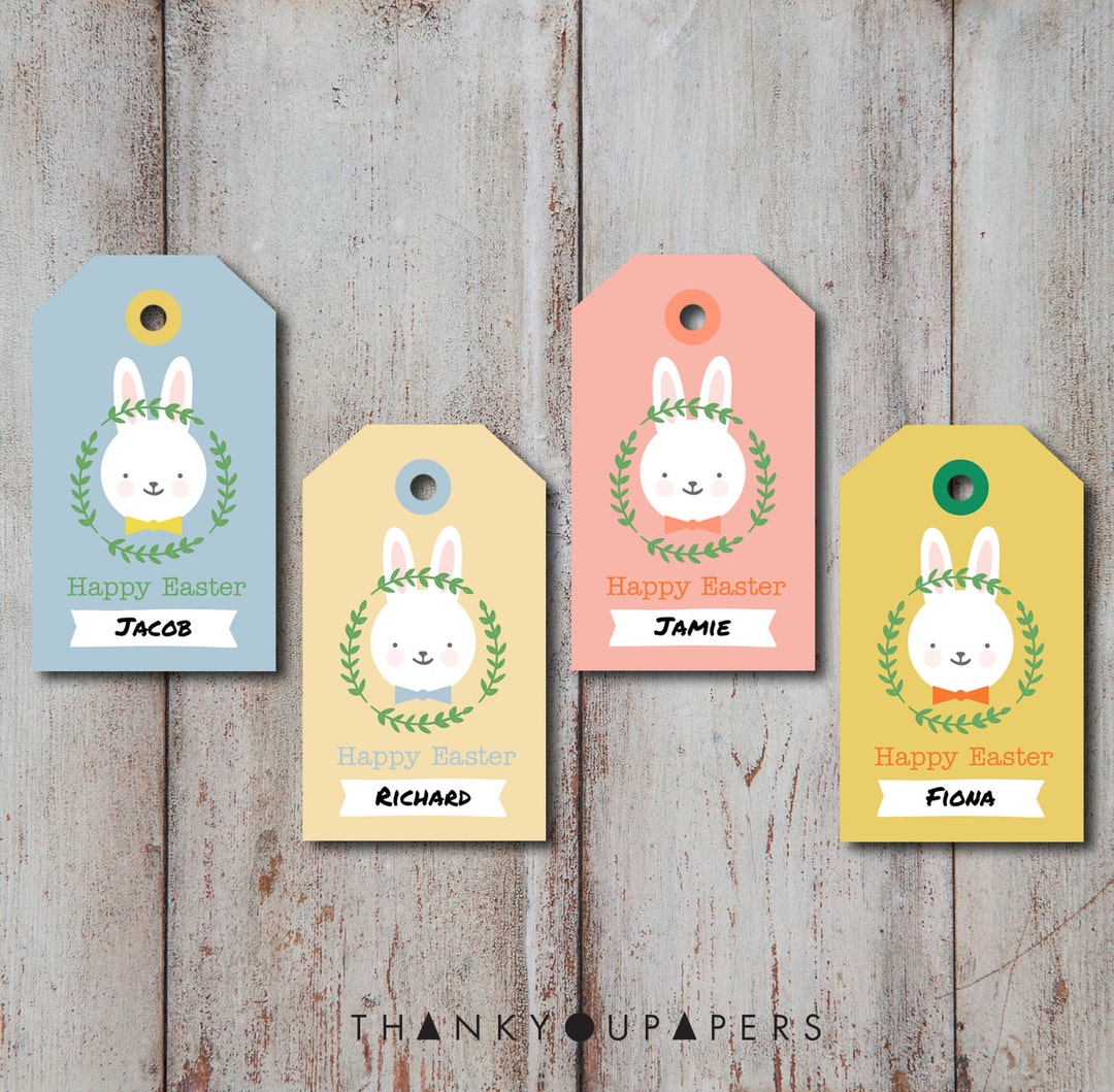 Bunny Party Favor Tags Thank You Tags Easter Themed Rabbits Birthday ...