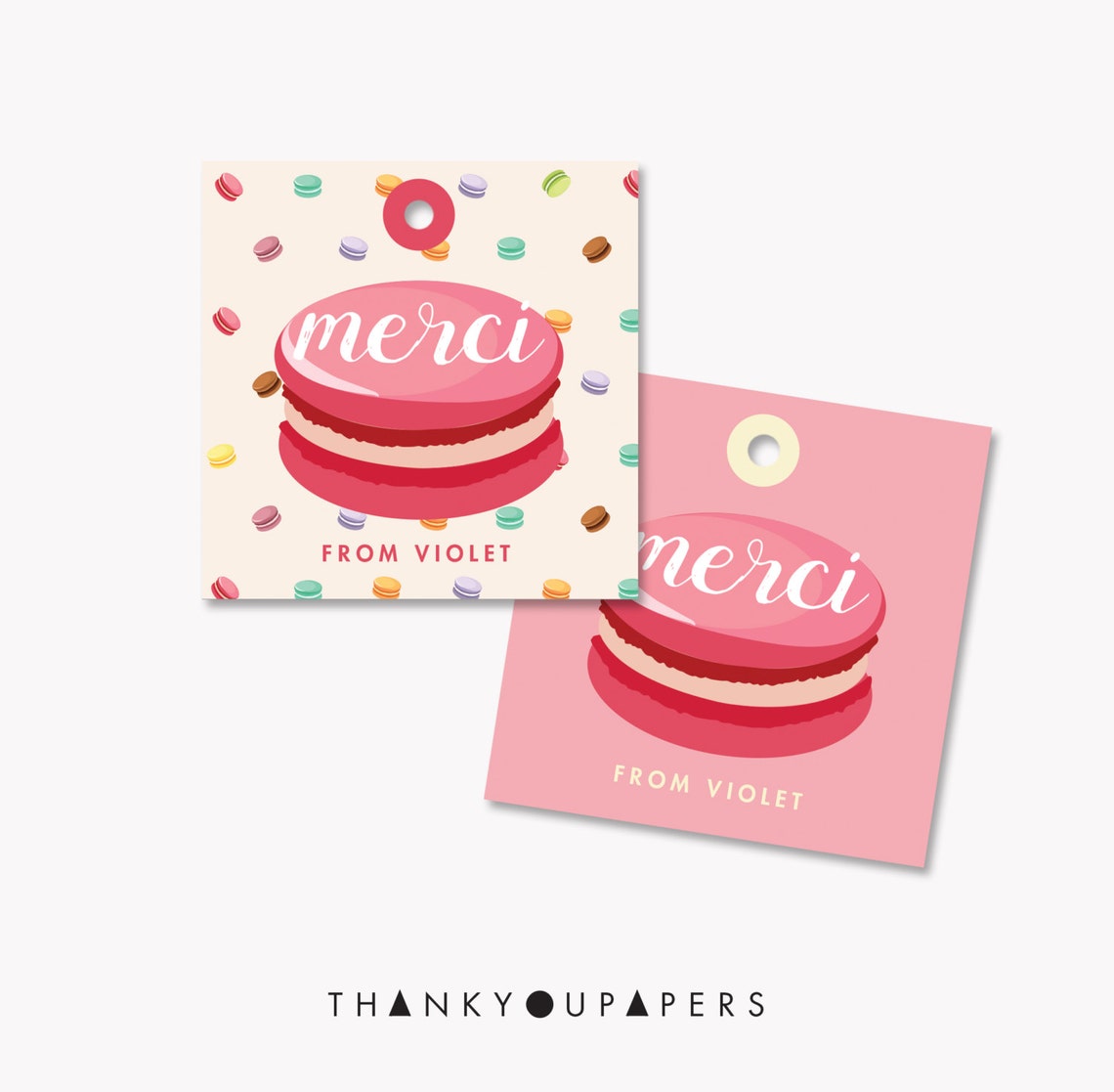 Macaron Merci Party Favor Tag Printable DIGITAL FILE DIY - Etsy