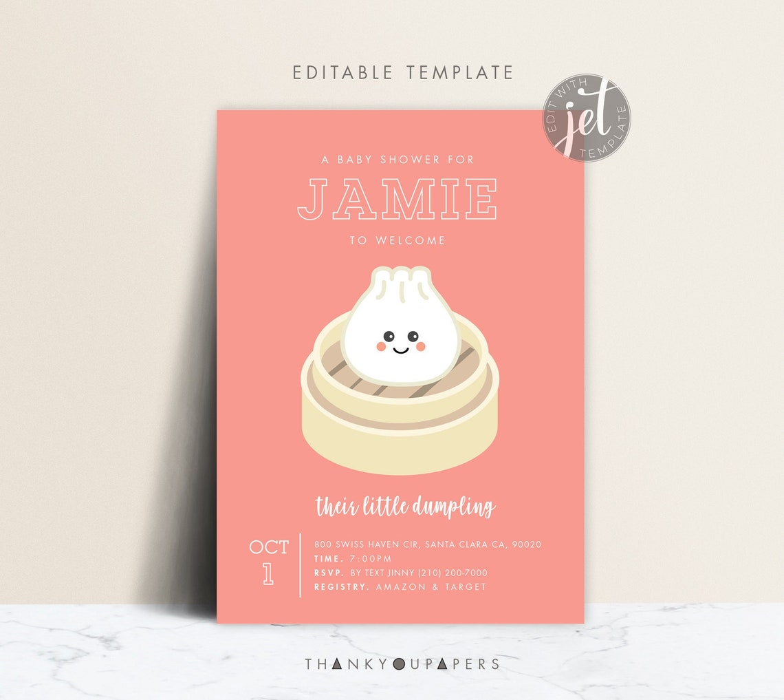 Dumpling Baby Shower Invitation Dumpling Birthday Gender - Etsy