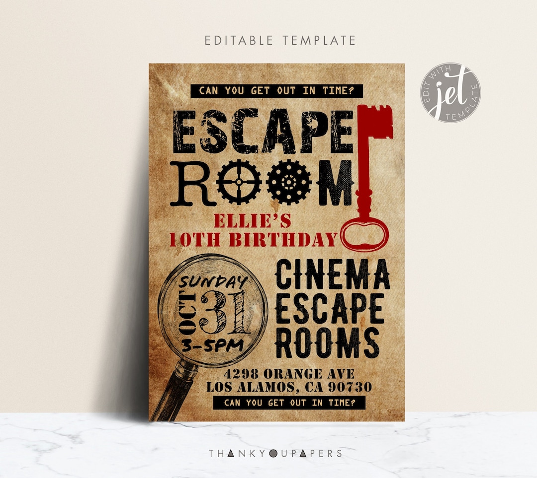 Escape Room Birthday Invite, Escape Room Party Invitation, Company ...