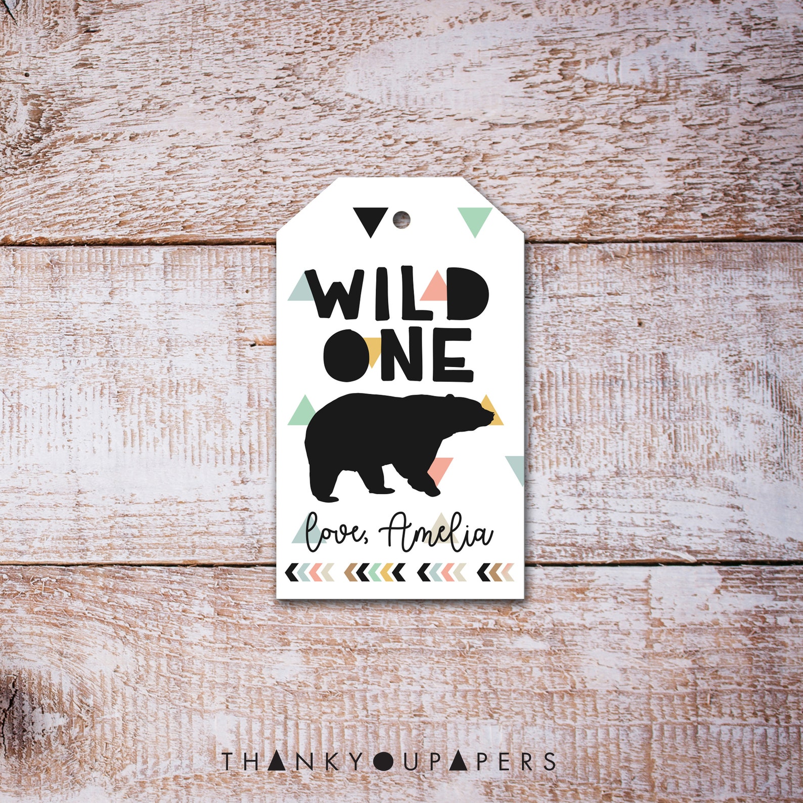Wild One Tag Splash Thank You Tag Birthday Party Triangle | Etsy
