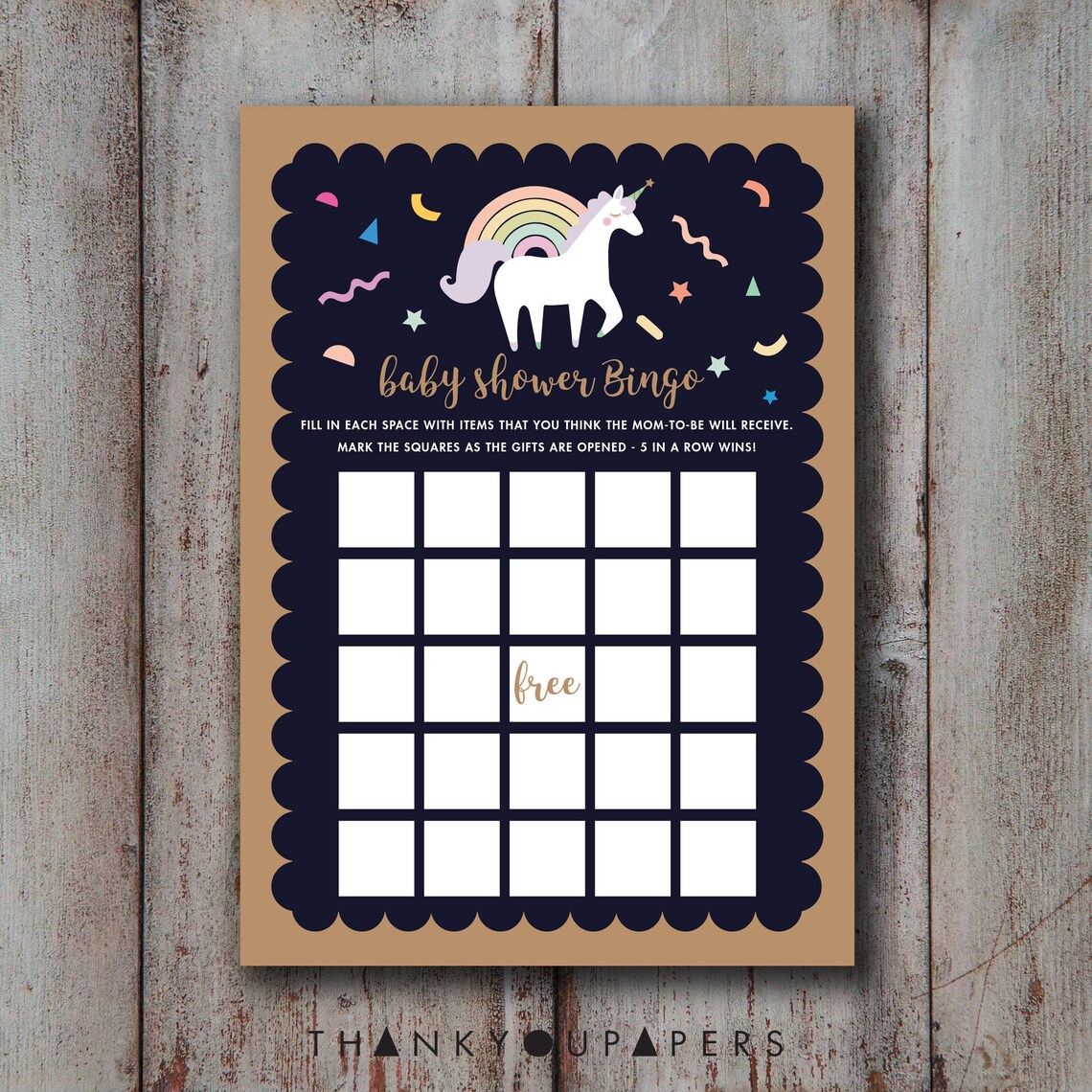 Unicorn Baby Shower Bingo Game Oh Baby Magical Rainbow Baby | Etsy