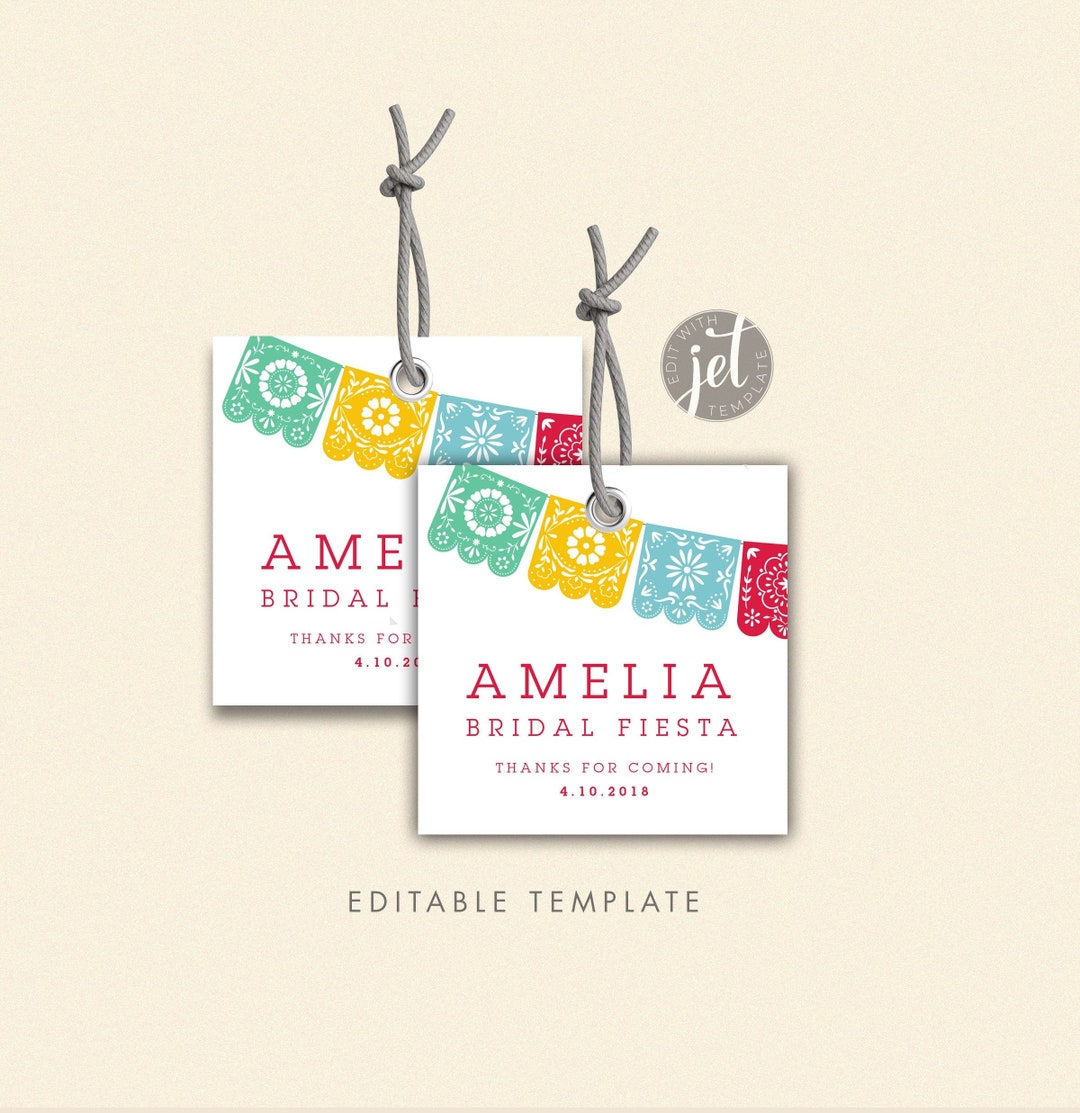 Fiesta Flag Favor Tags Thank You Tags Cinco De Mayo Themed Birthday ...