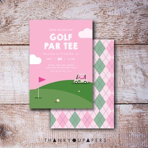 Girls Golf Birthday Invite Let's Golf Par-tee Golf Golfing Golf Ball ...