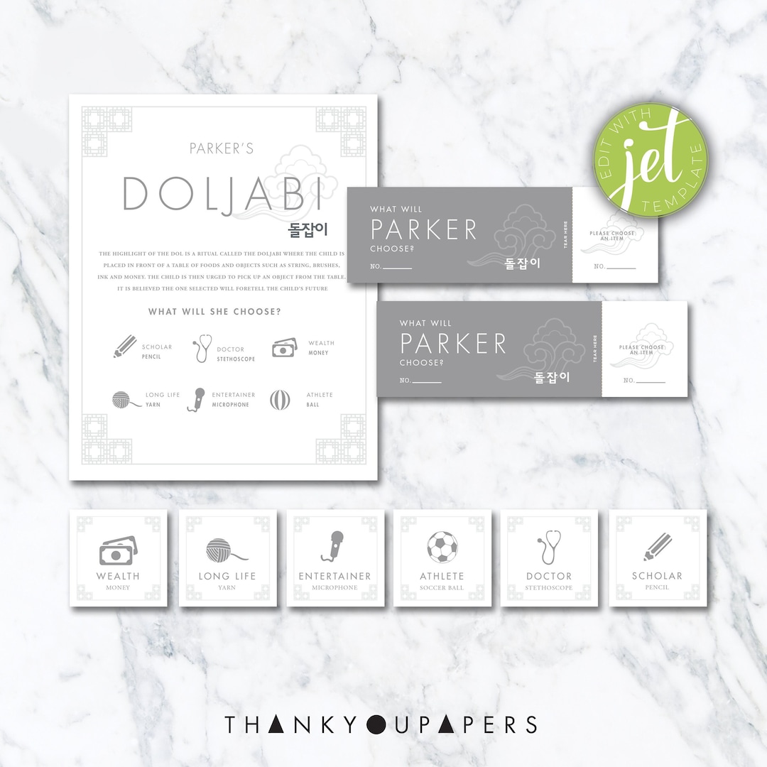 Doljabi Doljanchi Board Traditional Korean First Birthday Set Kit ...