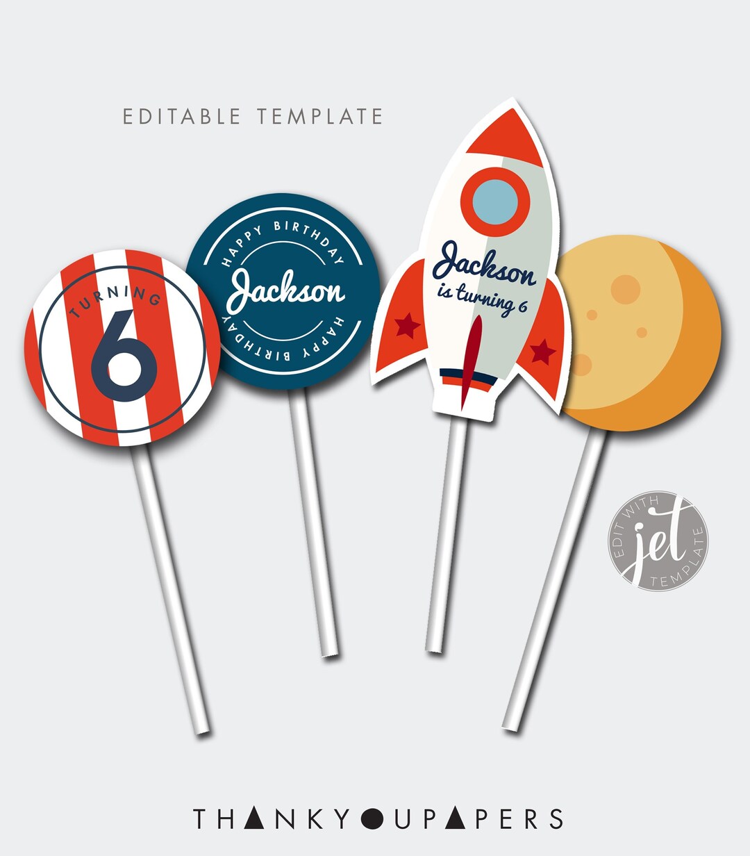 Rocket Cupcake Topper, Space Party, Space Rocket Birthday Party, Rocket ...