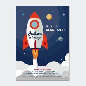 Rocket Invitation, Rocket Birthday Invitation, Rocket Party Invitation ...