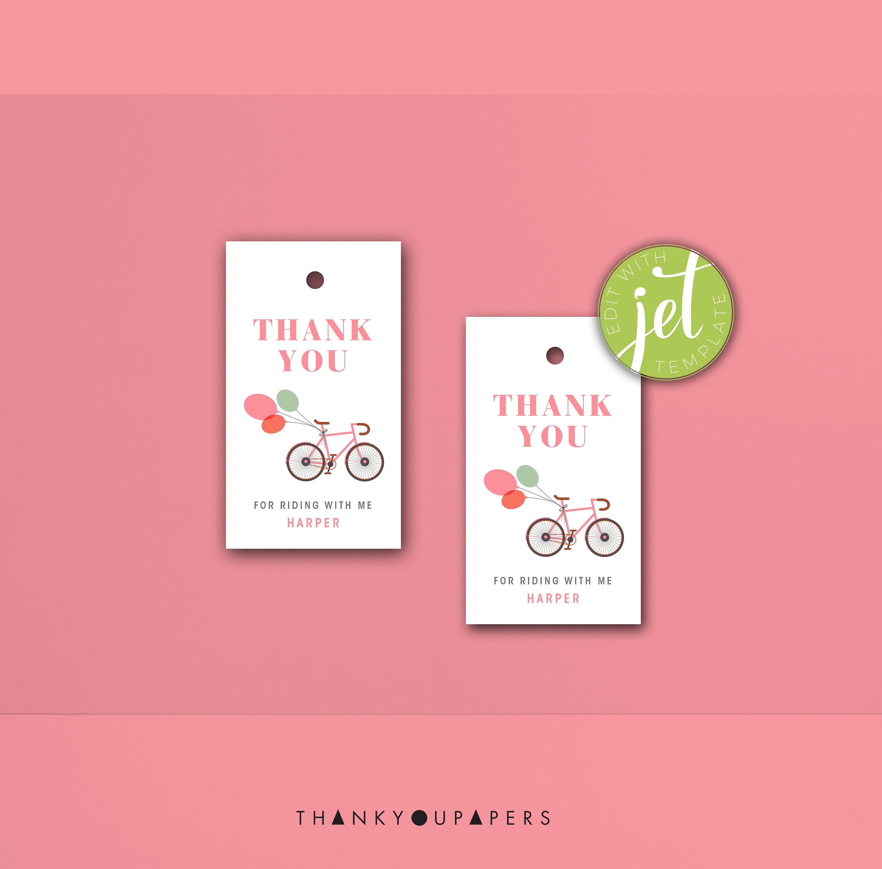 Bicycle Bike Party Favor Tags Thank You Tags Stripes Thank You Tags Sky ...