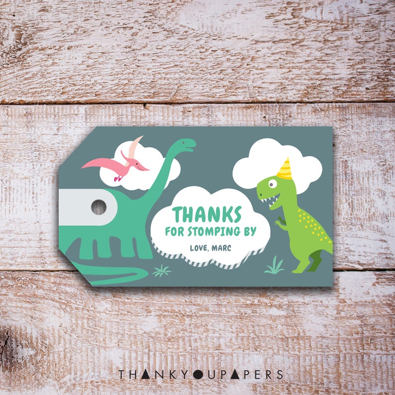 Dinosaur Party Gift Favor Thank You Tags Birthday Tag First - Etsy