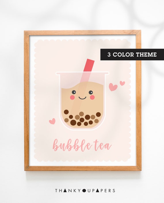 Kawaii Cute Boba Bubble Tea Tapioca Milk Tea Taro Pink Blue | Etsy