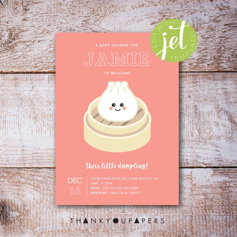 Dumpling Baby Shower Invitation Dumpling Birthday Gender - Etsy