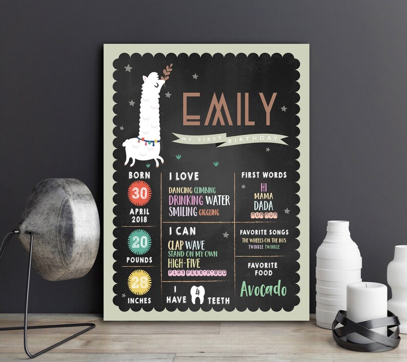 Llama Birthday Party Chalkboard Sign Poster 16x20 Llama Alpaca - Etsy