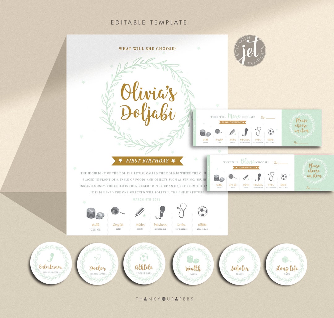 Doljabi Doljanchi Board Korean First Birthday Set Kit Custom Boy Girl ...