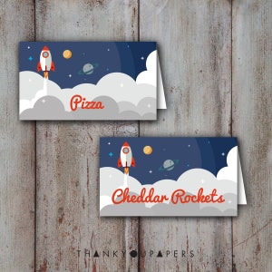Rocket Space Buffet Cards Name Tent Rocket Place Cards Birthday Party ...