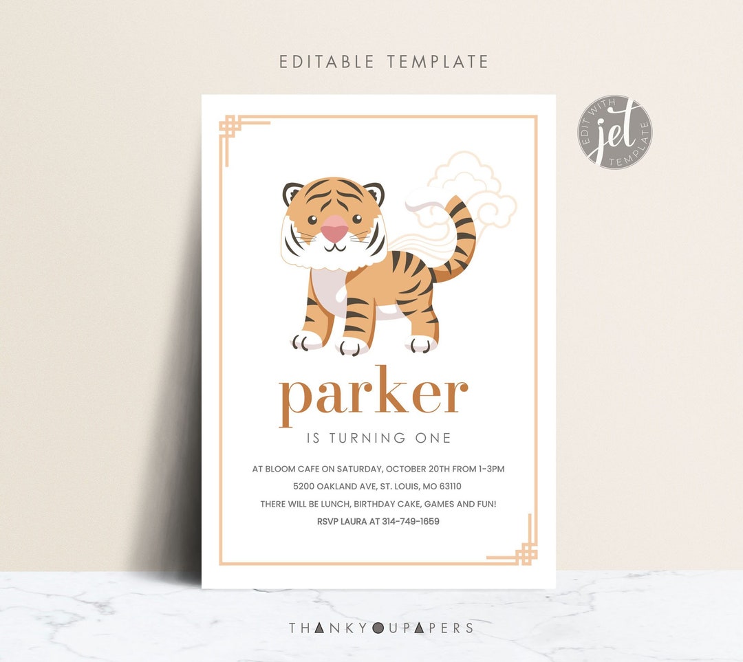 Korean Tiger First Birthday Invitation: Doljanchi Zhuazhou (digital ...