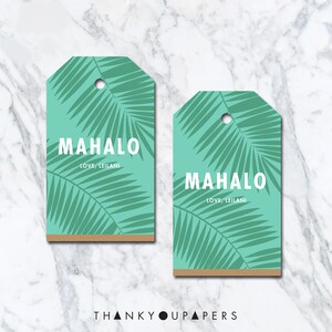 Hawaiian Party Gift Favor Mahalo Tags Birthday Tag First Birthday ...