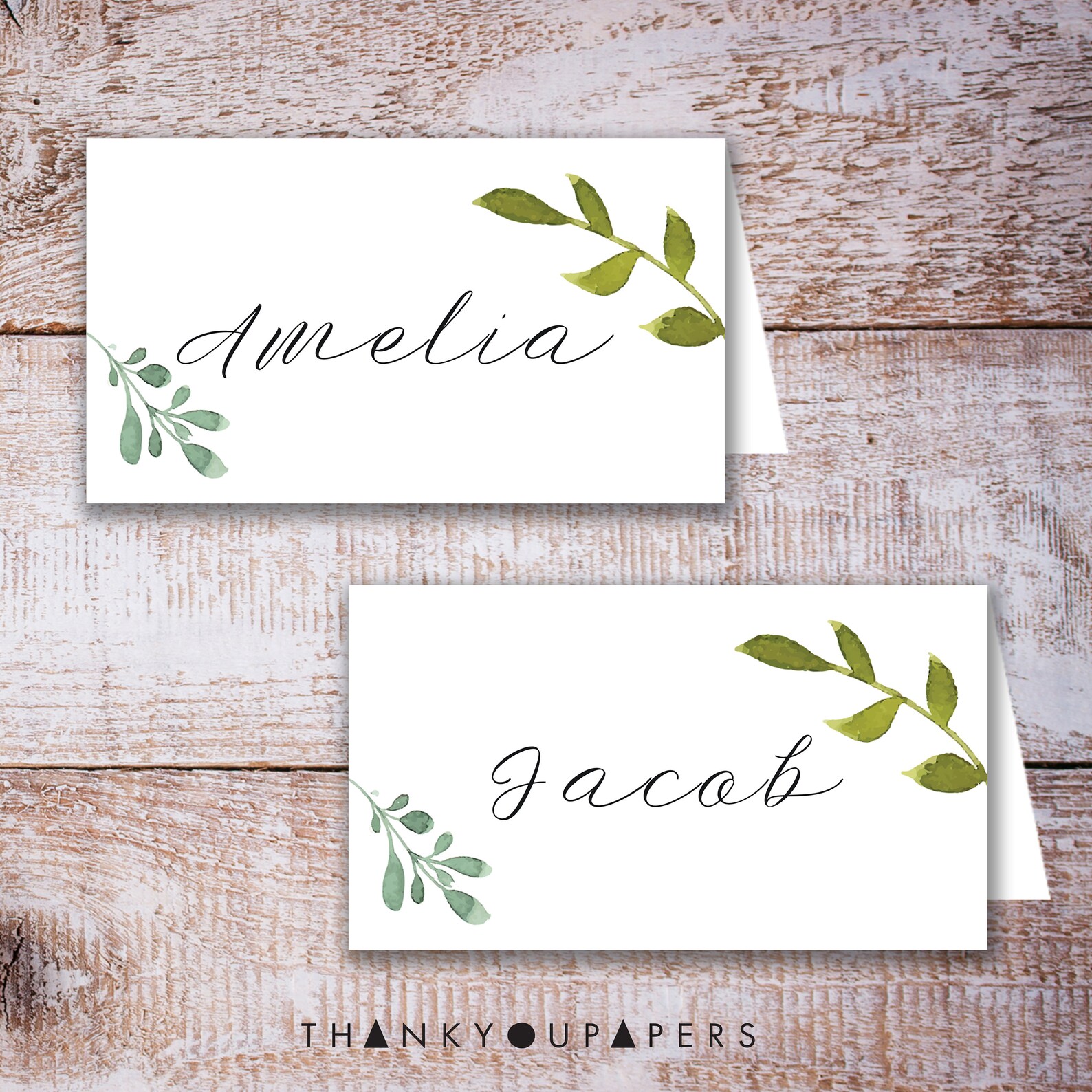 Green Wreath Name Tent Buffet Label Birthday Botanical Poka Dot Baby ...
