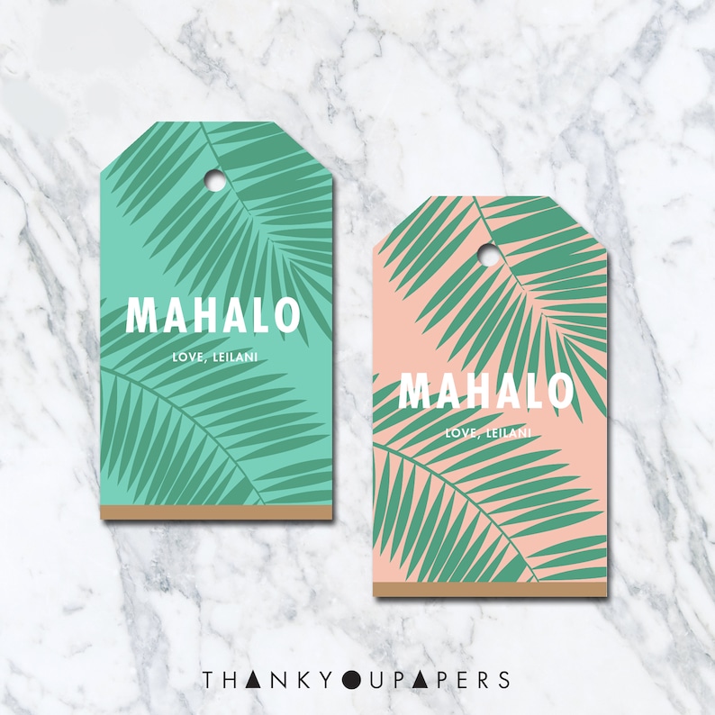 Hawaiian Party Gift Favor Mahalo Tags Birthday Tag First - Etsy