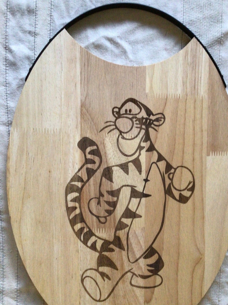 Laser Engraved Oval Tigger Design Cutting Board Bamboo - Etsy