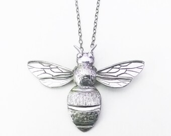 Aeon Real Sterling Silver Bee Pendant Necklace on Adjustable - Etsy