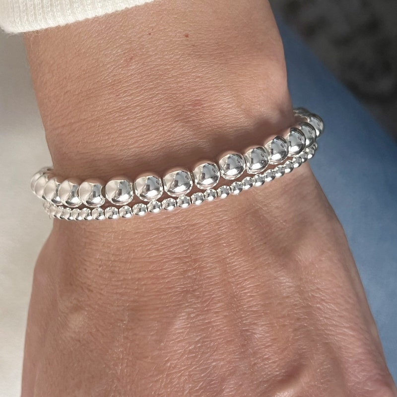 Silver Bead Bracelet - Etsy