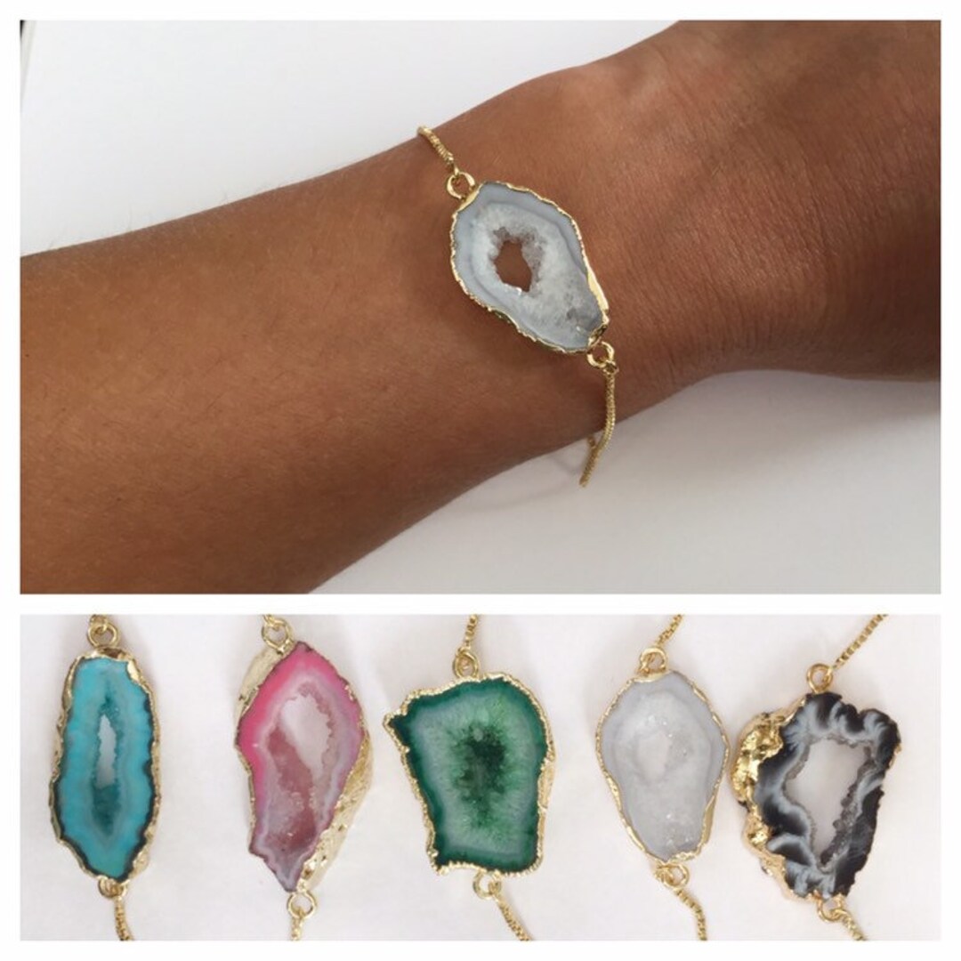 Druzy Bracelet Raw Crystal Bracelet Soul Sister Gift Simple - Etsy