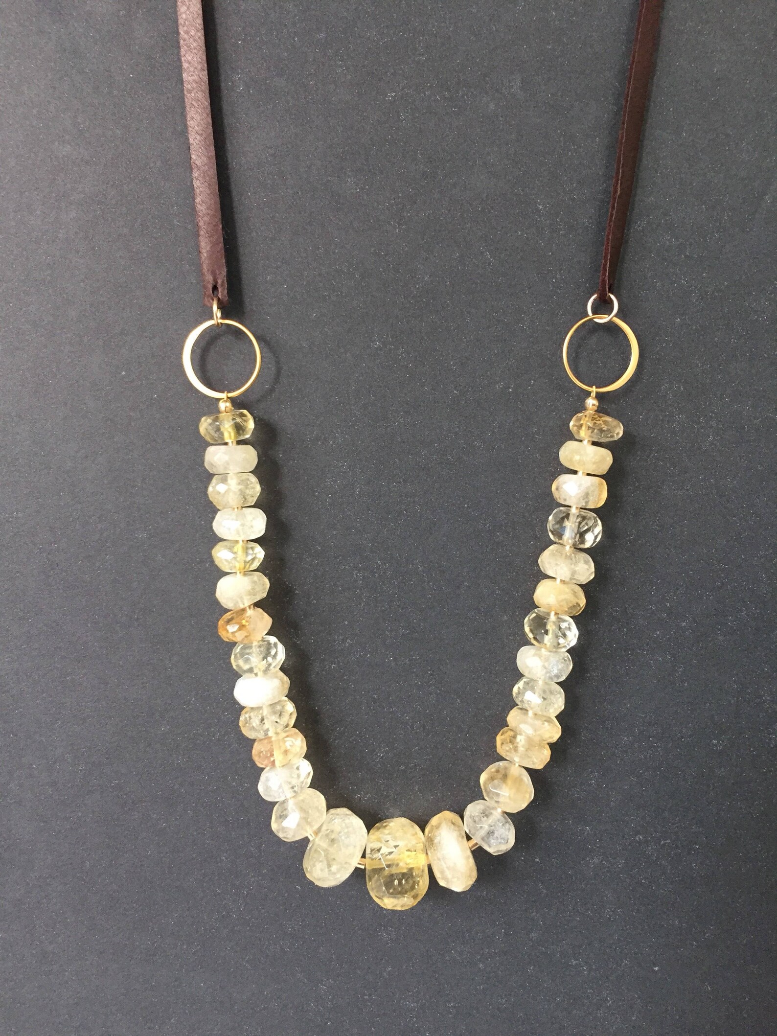 Citrine Necklace 13th Anniversary Gif, November Birthstone Bib Necklace ...