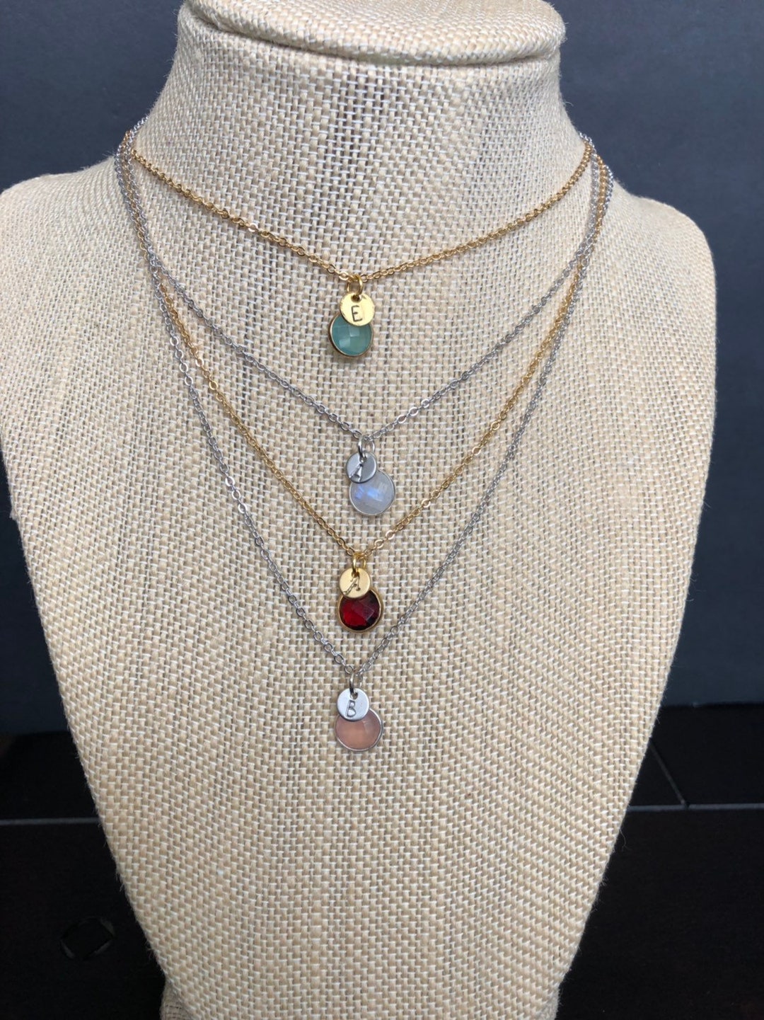First Time Mom Necklace, New Mom Gift, Initial Necklace With Birthstone ...