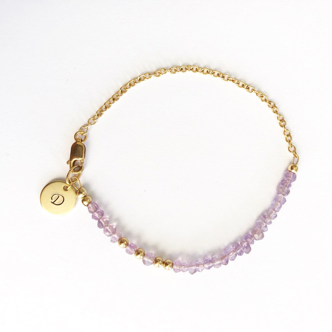 Personalized Raw Amethyst Bracelet, 6th Anniversary Gift for Wife ...