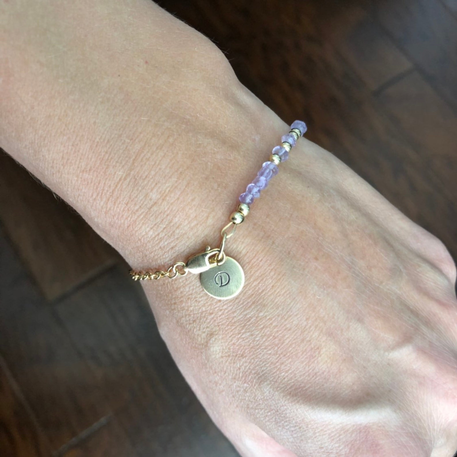 Personalized Raw Amethyst Bracelet, 6th Anniversary Gift for Wife ...