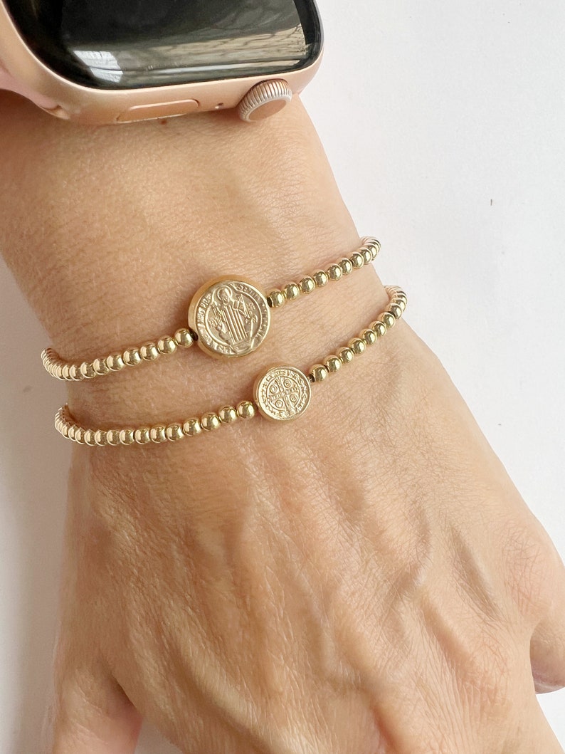 SILVER Saint Benedict Coin Bracelet • Double Sided St Benedict and ...