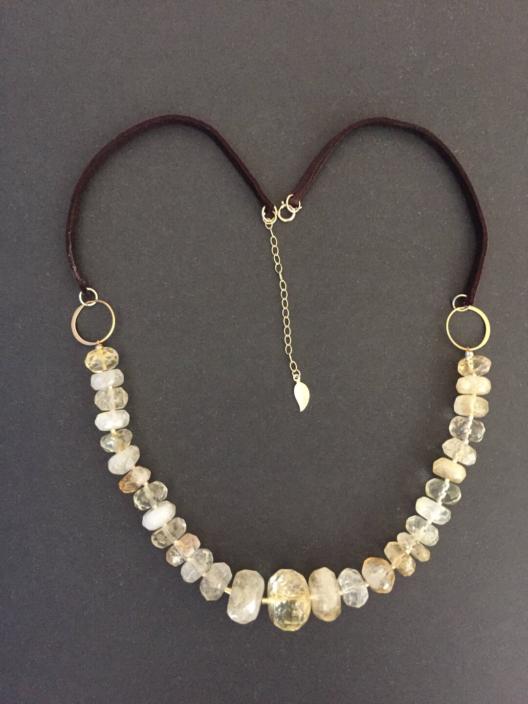 Citrine Necklace 13th Anniversary Gif, November Birthstone Bib Necklace ...