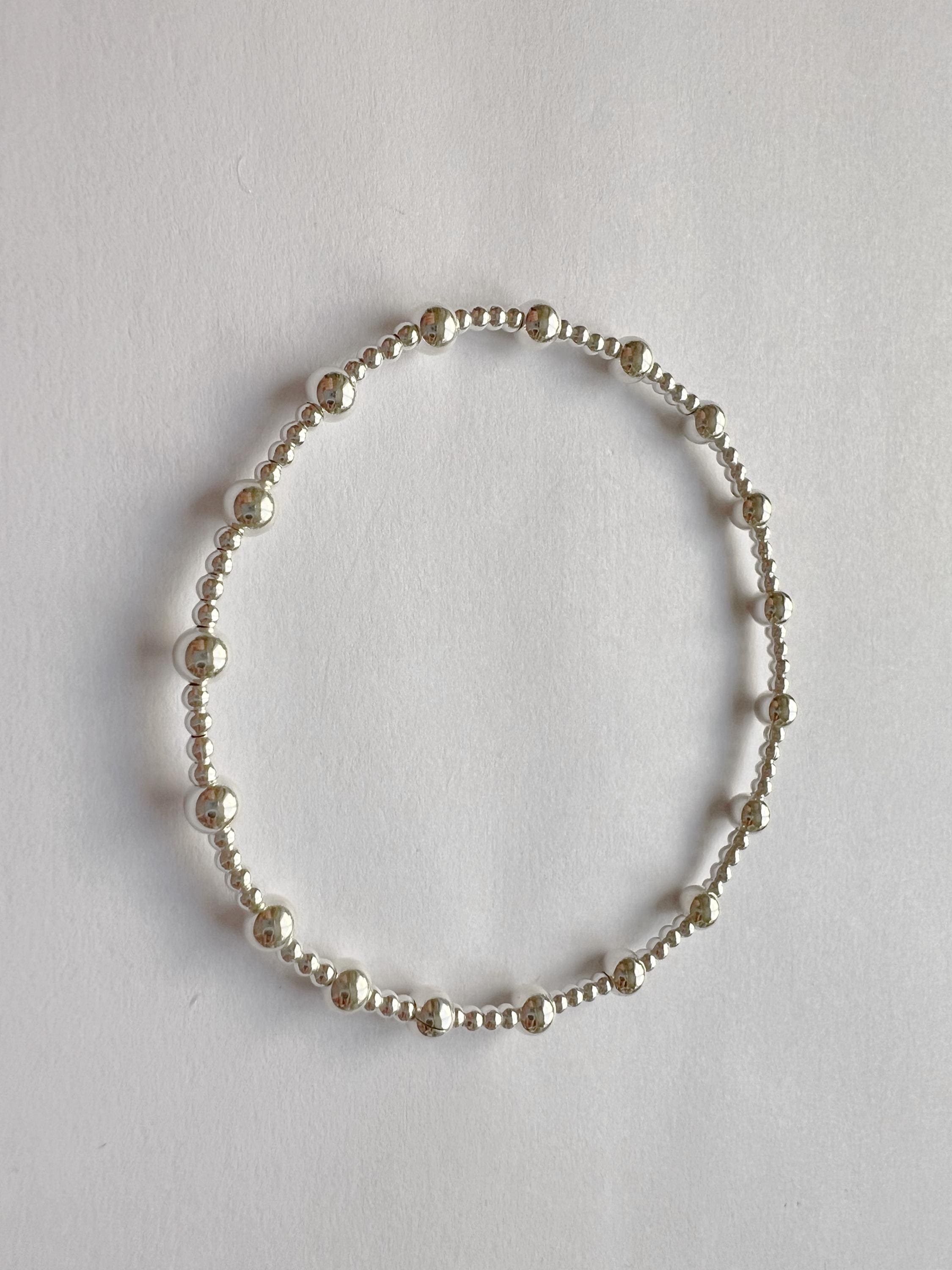 STERLING SILVER Beaded Ball Bracelet • Mixed Beads Bracelet • Beaded ...