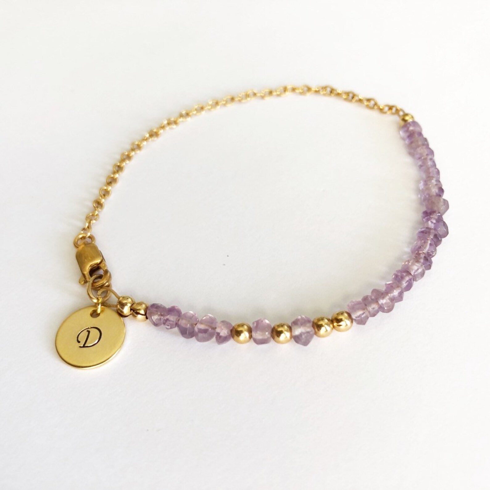 Personalized Raw Amethyst Bracelet, 6th Anniversary Gift for Wife ...