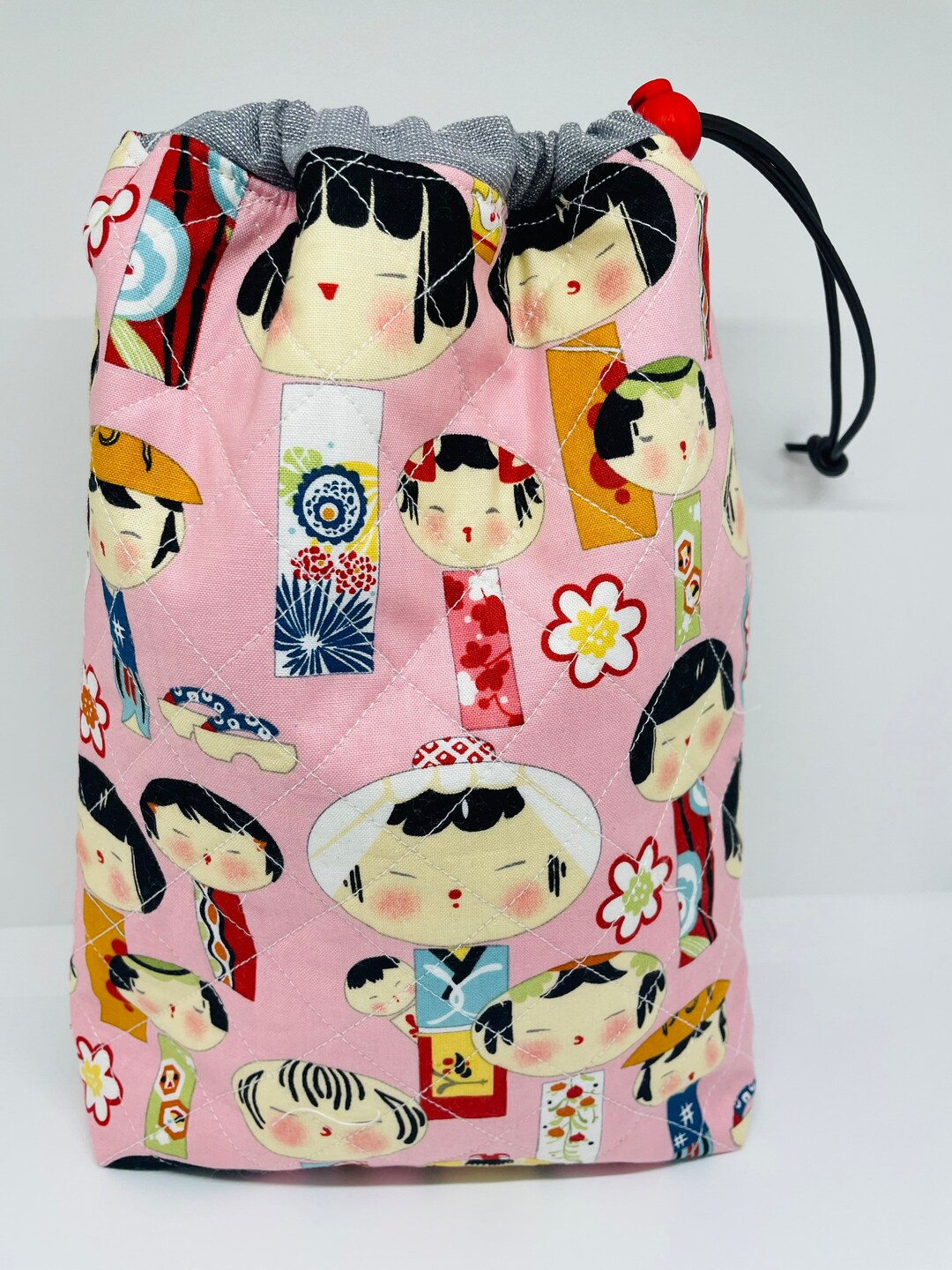 Large Cute Japanese Dolls Drawstring Bag, Quilted - Etsy