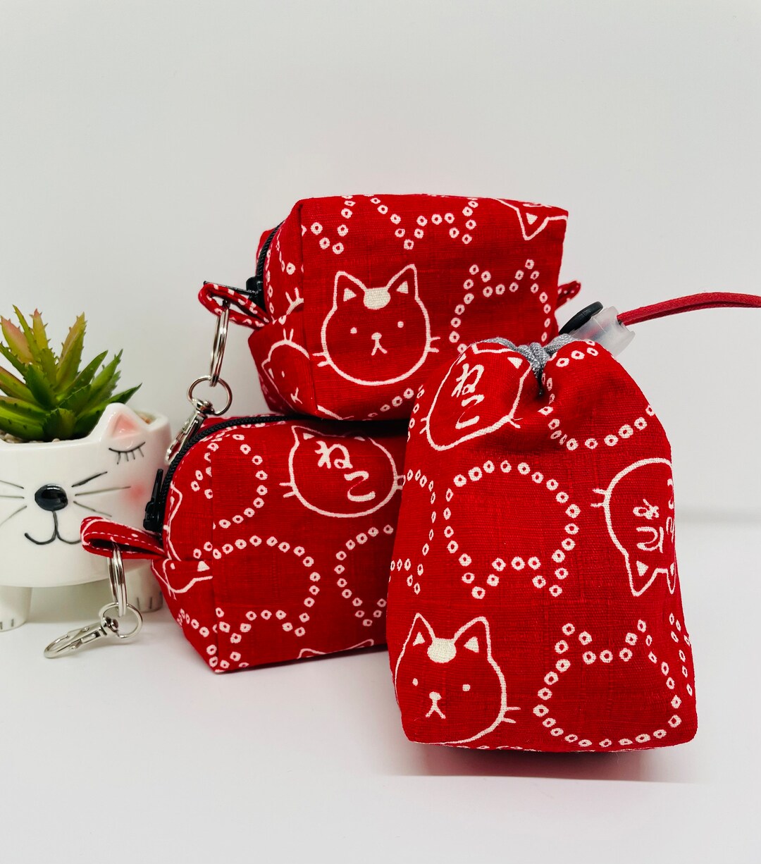 Red Japanese Cat Mini Collection X3 Items - Etsy