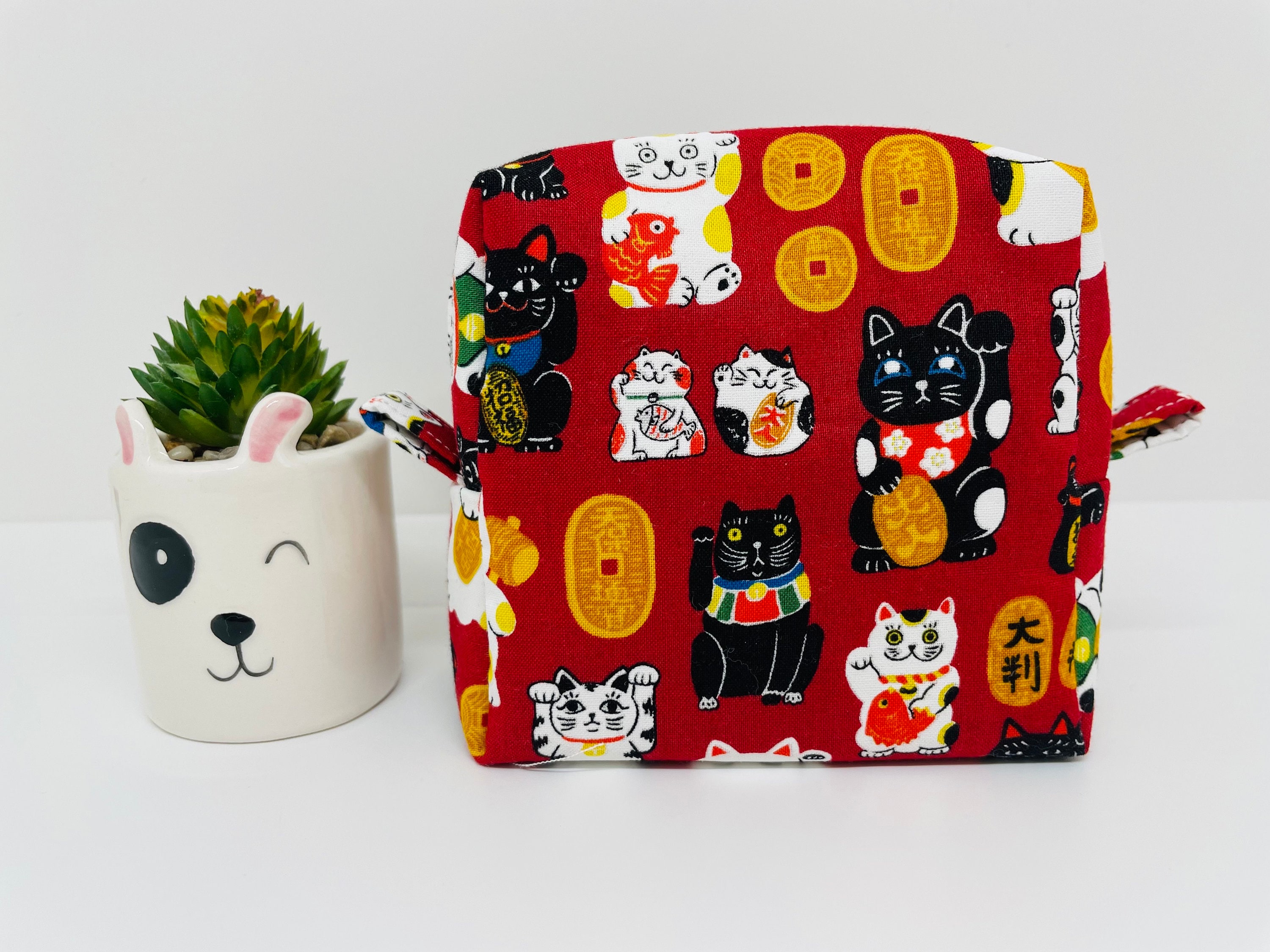 Cute Kawaii Lucky Cat Boxed Pouch - Etsy