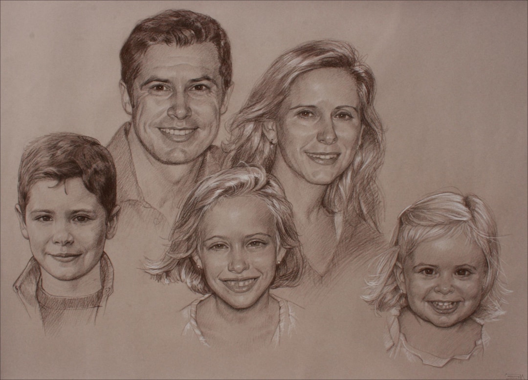 Family Portrait Pencil Drawing, Big Size - Etsy