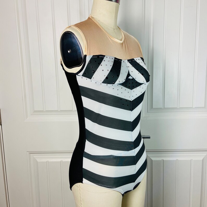 Barbie Aerial Circus Costume, Black White Stripe Rhinestone Leotard ...