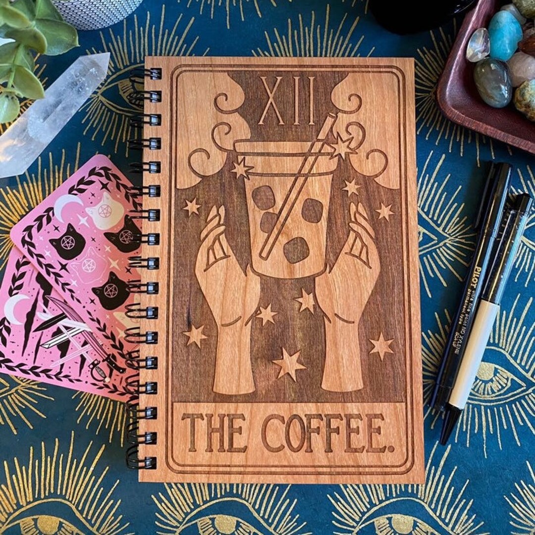 Iced Coffee Tarot Engraved Wood Notebook Spiral Bound - Etsy