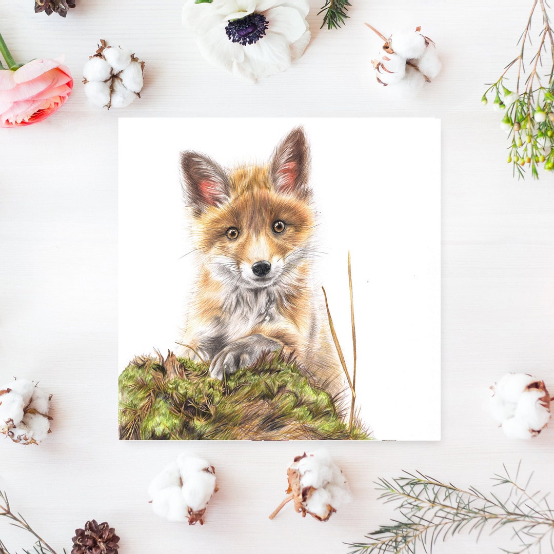 Cute Fox Cub Greetings Card. - Etsy