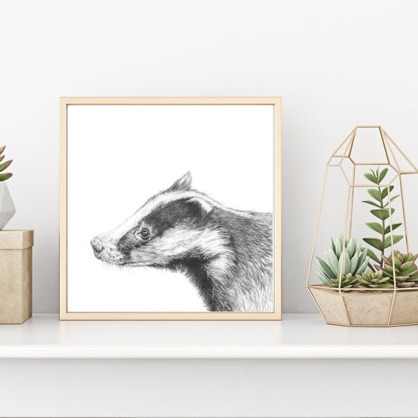Badger Print - Etsy UK