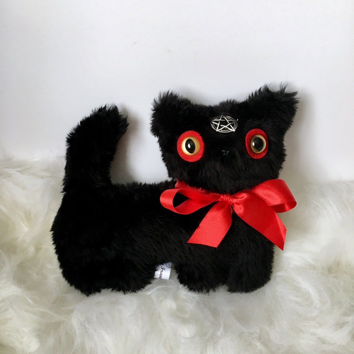 Pentagrama Gato Negro Peluche Juguete OOAK Art Doll Kawaii - Etsy España
