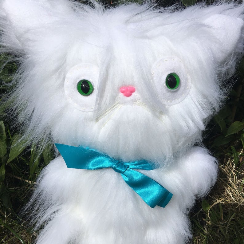 White Luxury Kitten Plush Cat Toy OOAK Doll Kawaii Plush Ugly - Etsy
